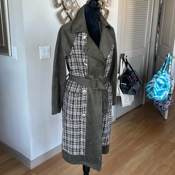 Alice Blue | Jackets & Coats | Suede And Tweed Trench Coat Size S ...
